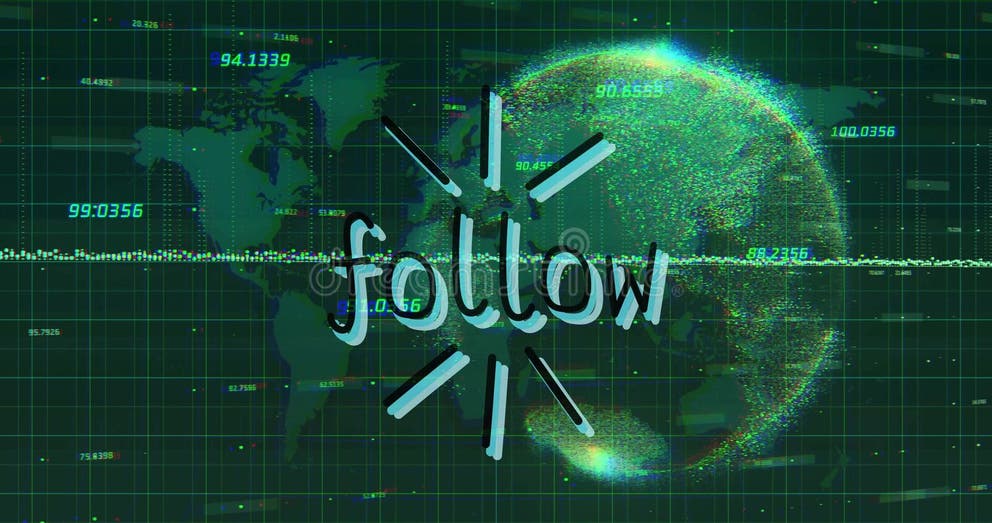 Follow Text Pulsing with Radial Bars on Green Grid, Showing Digital ...