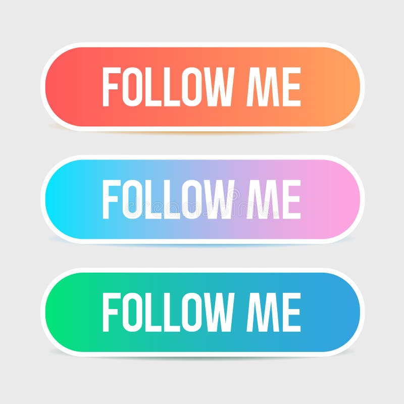 Gradient Buttons Follow Me. Isolated Bright Buttons on Background Stock ...