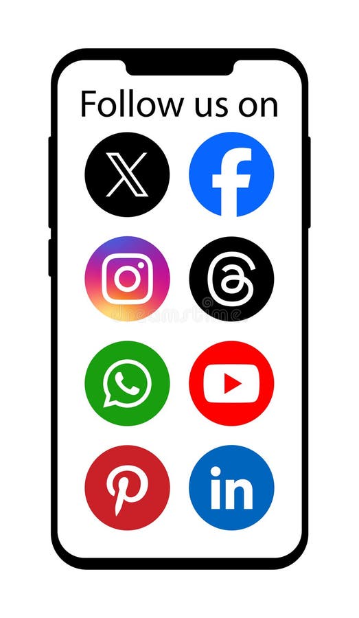 Follow Us on Social Media Icons Editorial Image - Illustration of snap ...