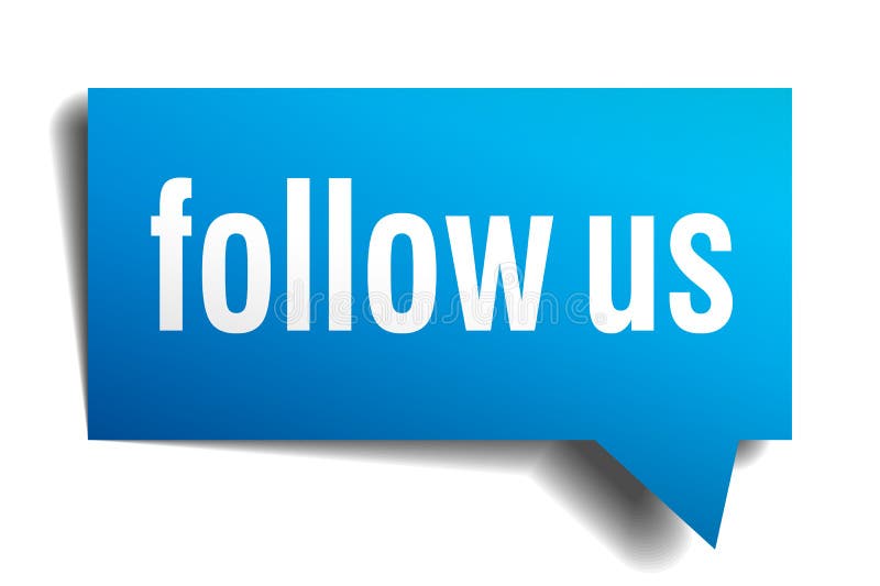 Follow Us Blue 3d Realistic Paper Speech Bubble Stock Vector ...