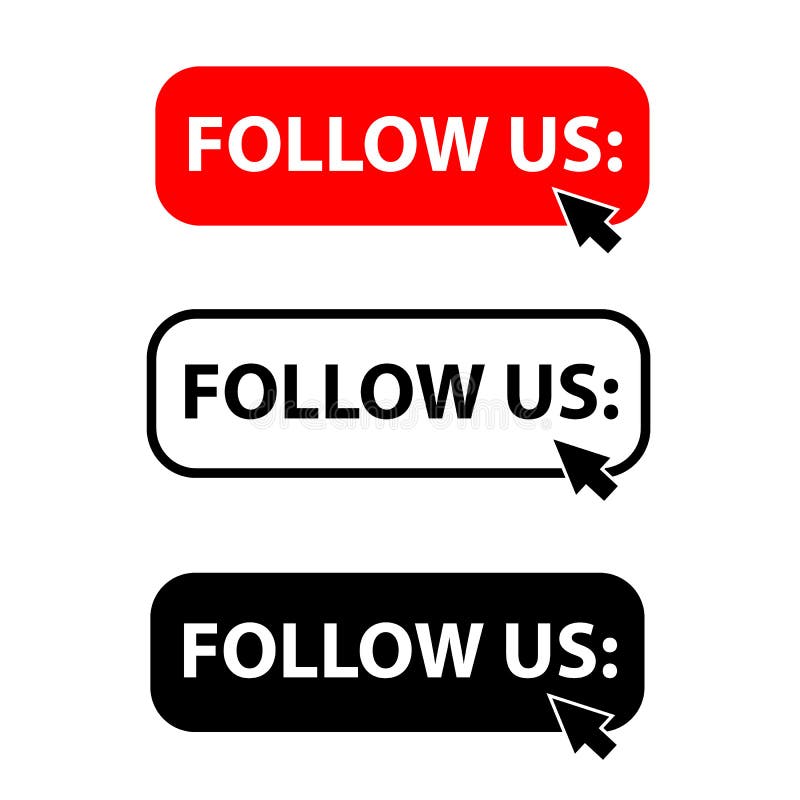 Follow Us Button with Cursor Label Set. Follow Us with Cursor Button ...