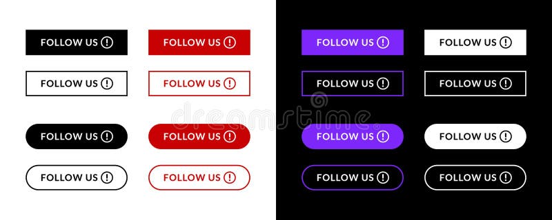 Follow Us Button Set with Exclamation Mark Stock Vector - Illustration ...