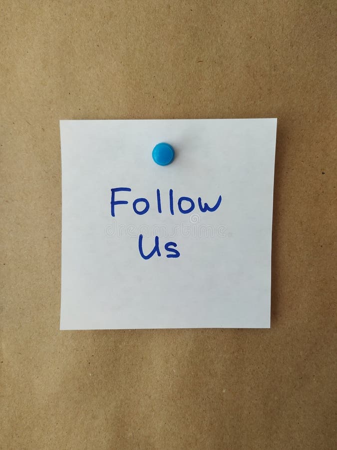 Follow Us Handwritten on a Note Pinned on Board Stock Image - Image of ...
