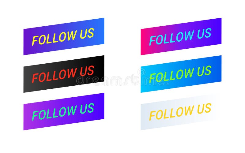 Follow Us Icon. Bright Button for Social Media. Vector Illustration ...