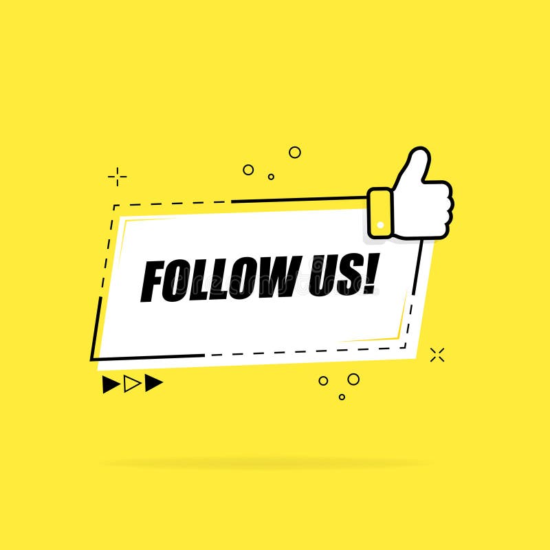 Follow Us Icon with Thumbs Up Hand. Vector Illustration. Stock Vector ...