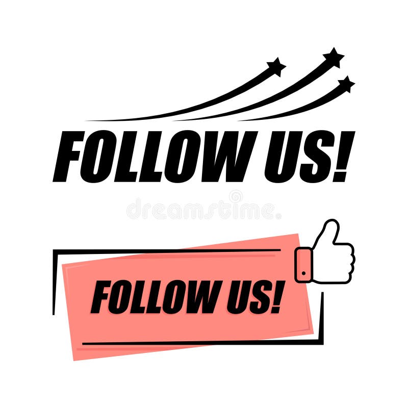 Follow Us Icon with Thumbs Up Hand. Vector Illustration. Stock ...