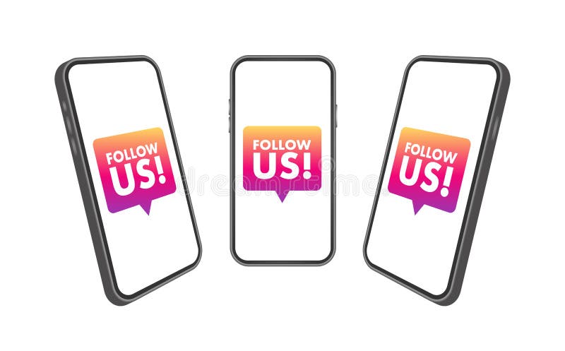 Follow Us Label on Smartphone Screen. Vector Stock Illustration. Stock ...