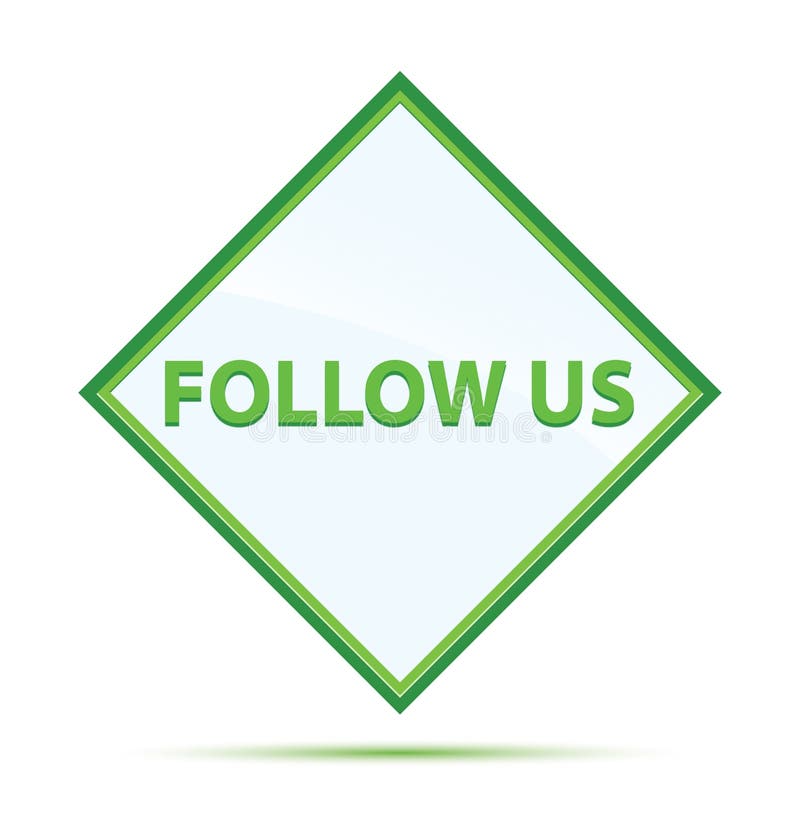 Follow Us Modern Abstract Green Diamond Button Stock Illustration ...