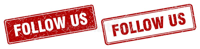 Follow Us Stamp Set. Follow Us Square Grunge Sign Stock Vector ...