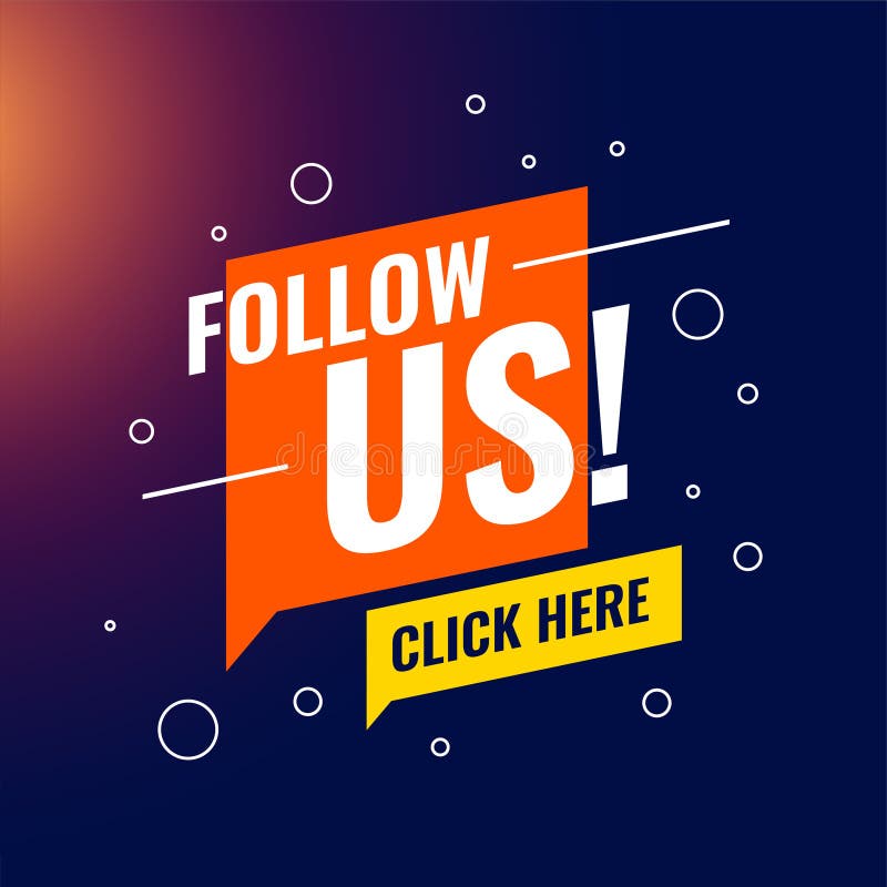 Follow Us Web Template with Click Here Tag Design Stock Vector ...