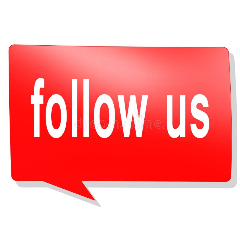 Follow Us Word on Red Speech Bubble Stock Illustration - Illustration ...