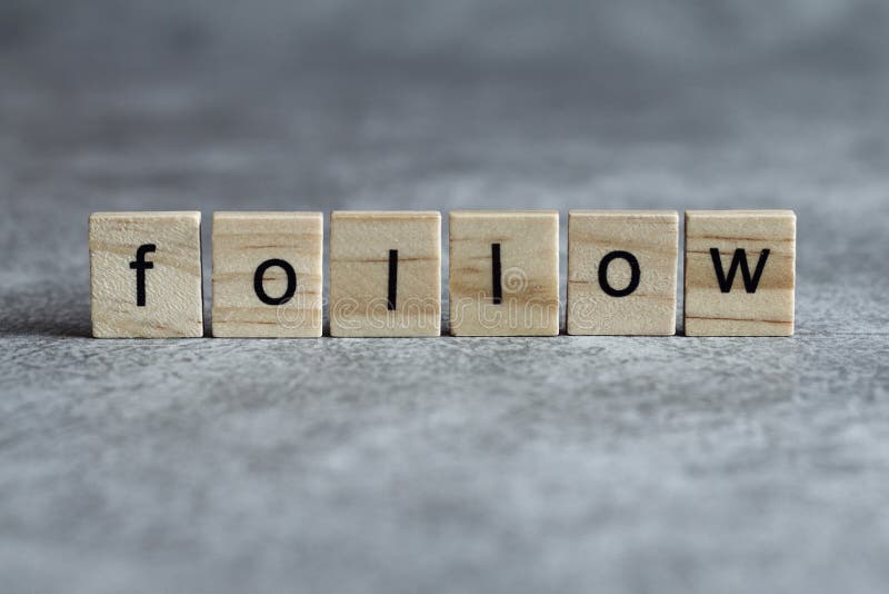 Follow Us Word On Wooden Blocks On Wood Table Stock Image - Image of ...