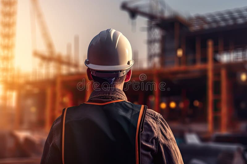 Follow the Worker, a View from Behind at a Construction Site Stock ...