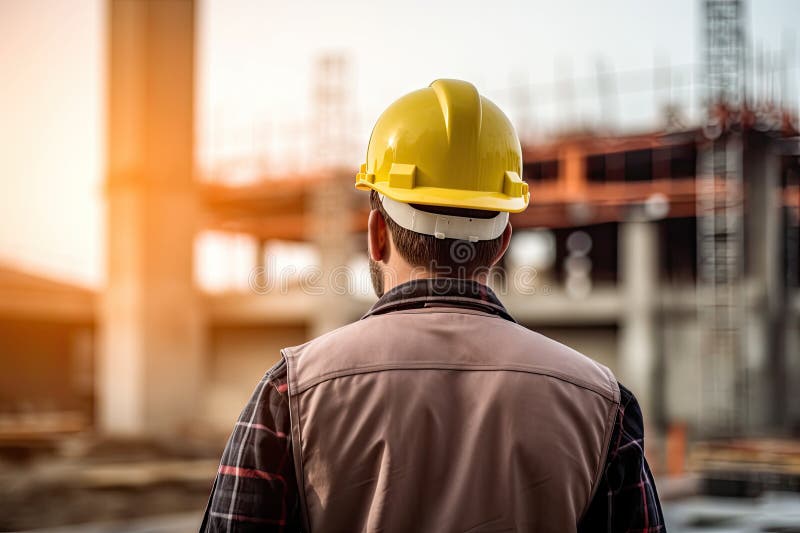 Follow the Worker, a View from Behind at a Construction Site Stock ...