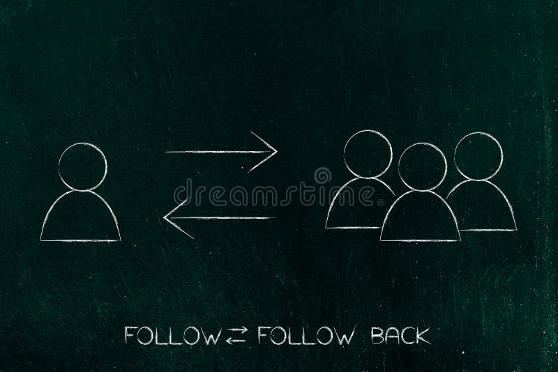 Follower and Follow Back User Next To Group of Others and Double Stock ...