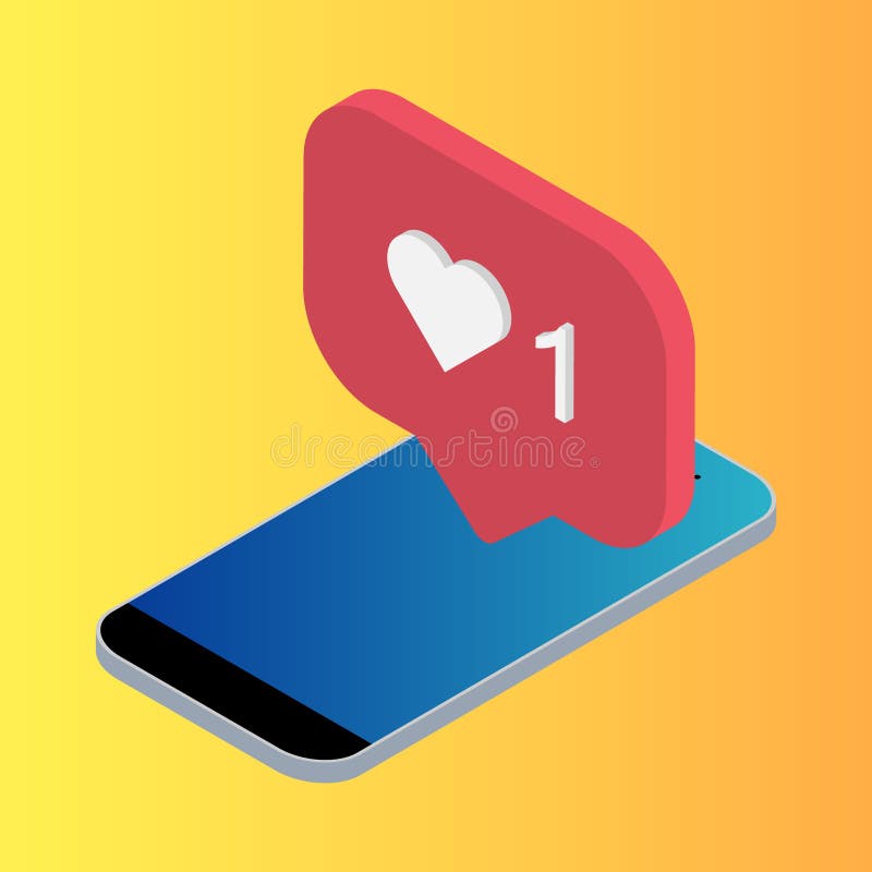 Follower Isometric Phone Notification Symbol for Application Instagram ...