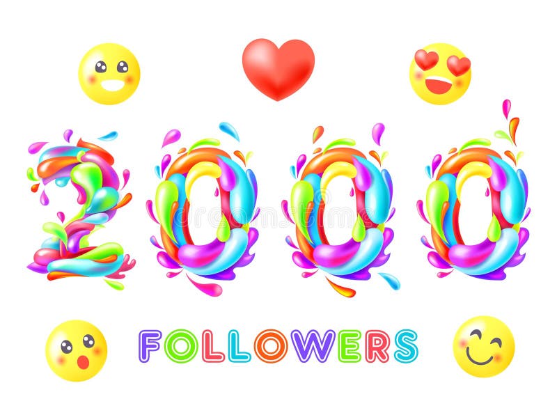 2000 Followers Picture Isolated on White Stock Vector - Illustration of ...