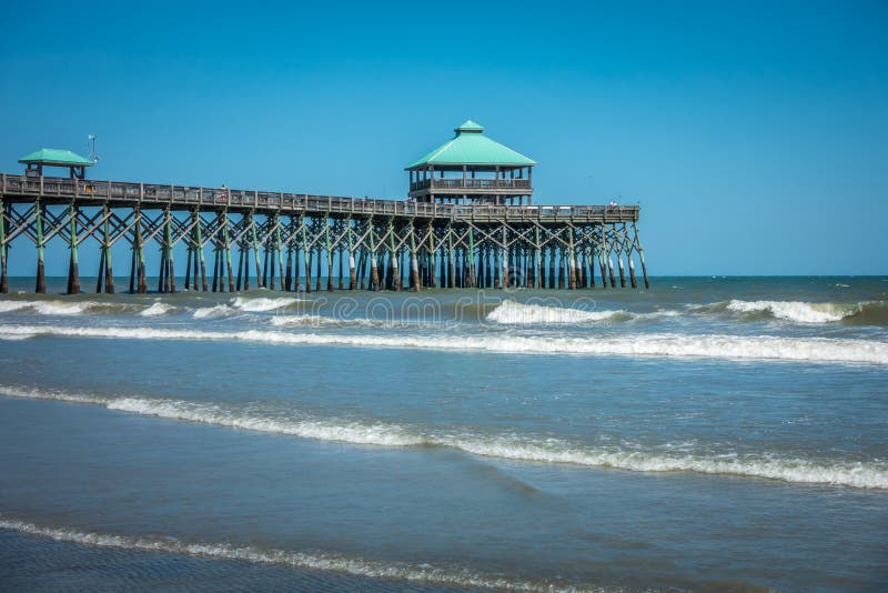 Folly Beach Pier in Charleston South Carolina Stock Photo - Image of ...