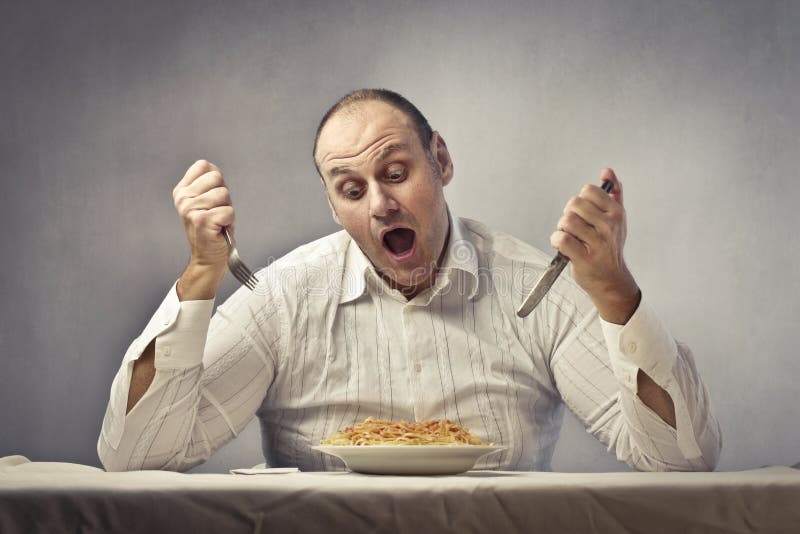 Fome foto de stock. Imagem de homem, placa, grito, espaguete - 22621406