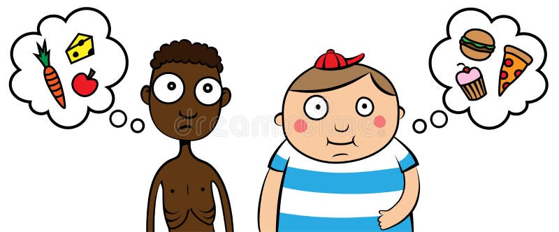 Fome E Pobreza Contra a Riqueza E O Excesso De Peso Ilustração do Vetor ...