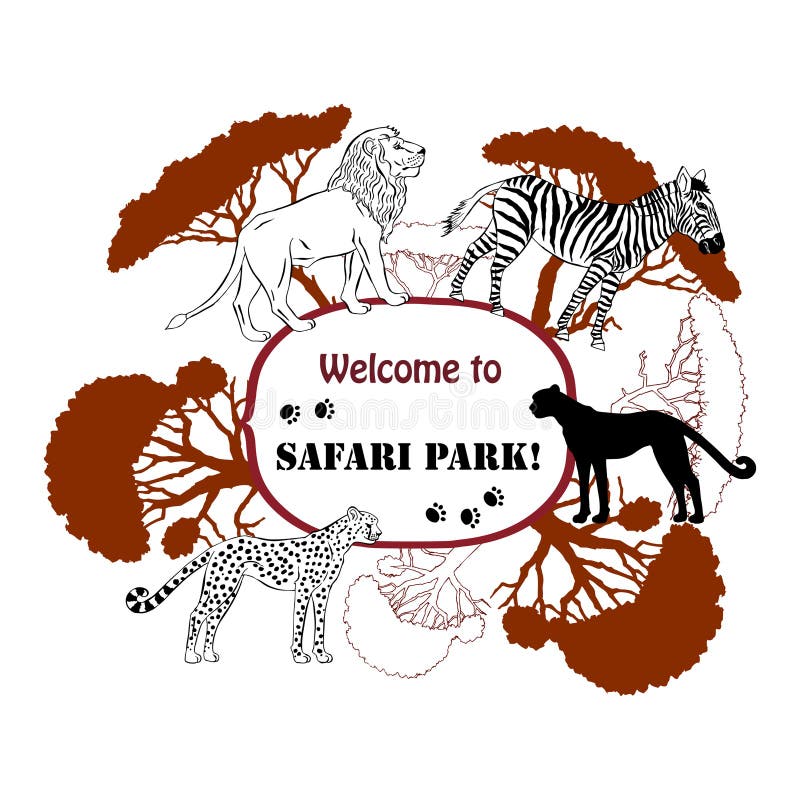 Fond Avec Des Animaux De La Savane Illustration de Vecteur ...