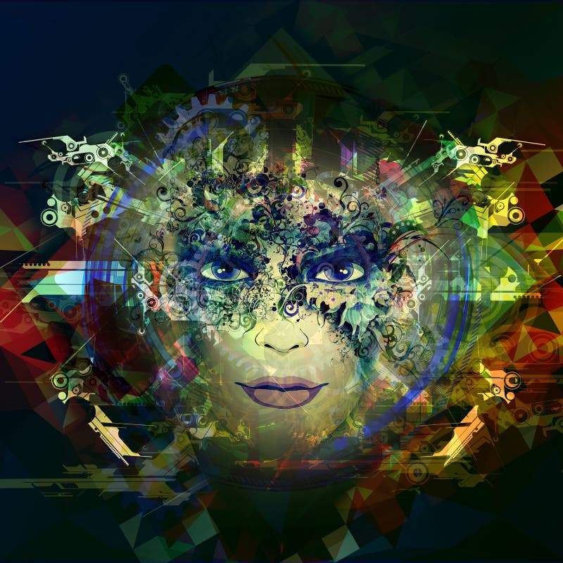 Fond Avec Le Visage De Femme Illustration Stock - Illustration du cache ...