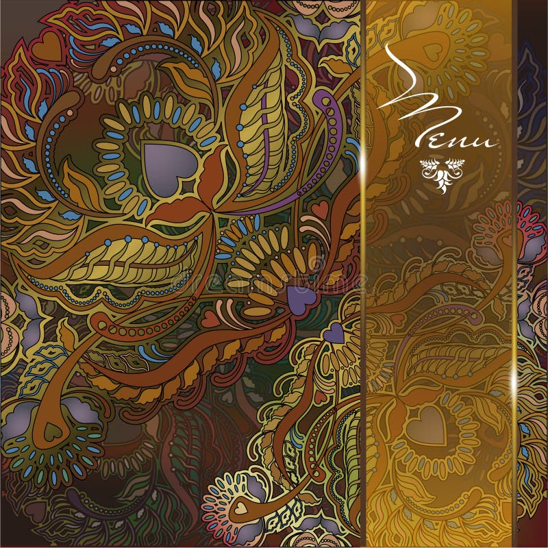 Fond Floral De Menu, Motif Oriental Illustration de Vecteur ...