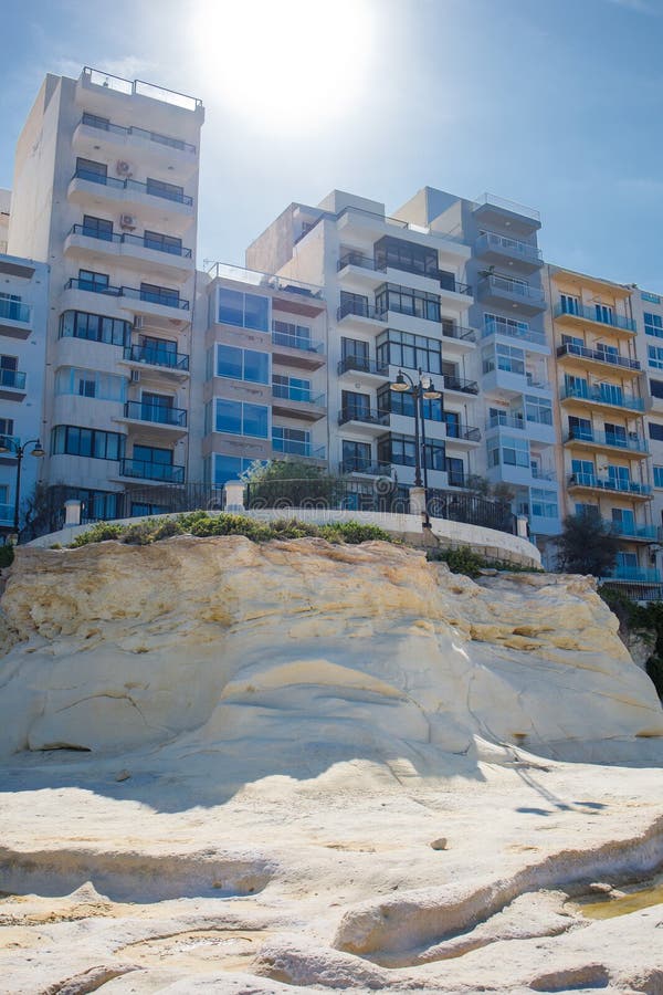 Fond Ghadir Beach Buildings Sliema Malta Stock Photos - Free & Royalty ...