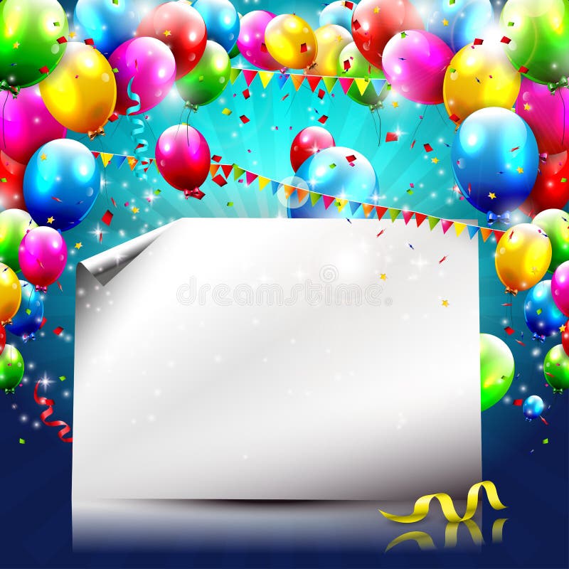 Affiche D'anniversaire Avec Le Ballon Et Les Confettis Illustration de ...