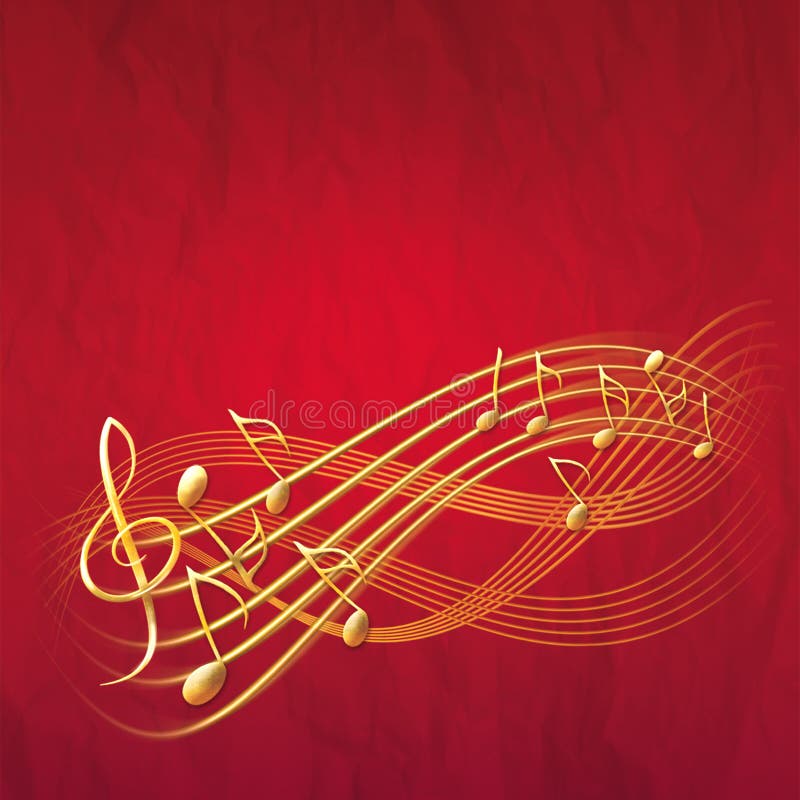 Fond Rouge Avec Les Notes D'or De Musique Et L'illustration De Clef ...