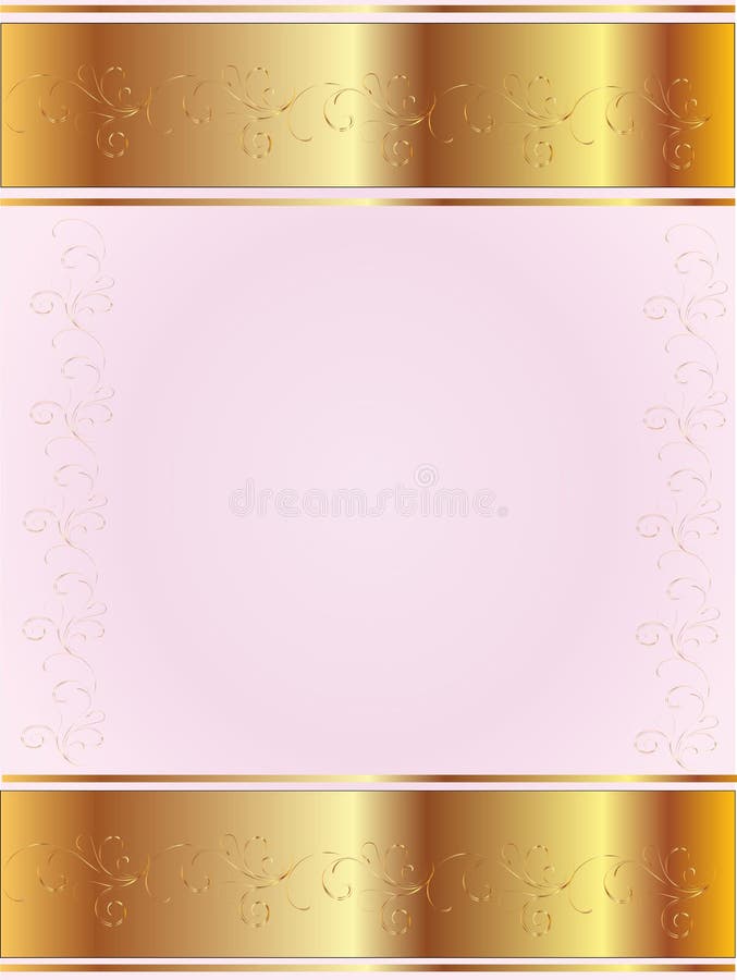 Fond rose avec de l'or illustration stock. Illustration of floral ...
