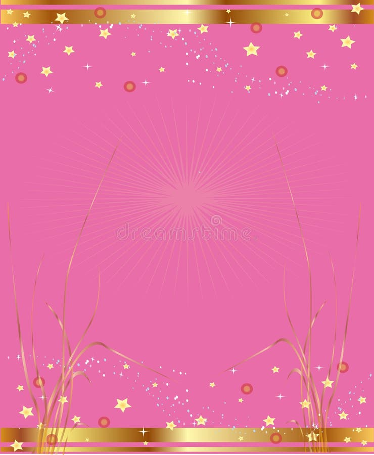 Fond rose avec de l'or illustration stock. Illustration of floral ...