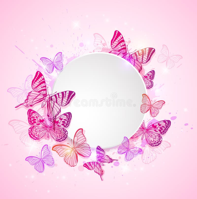 Fond rose avec le papillon illustration de vecteur. Illustration du ...