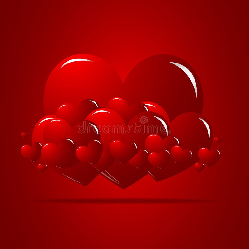 Fond rouge avec des coeurs illustration de vecteur. Illustration du ...