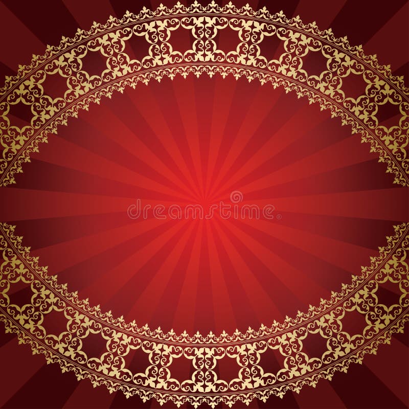 Cadre d'or et fond rouge illustration de vecteur. Illustration du ...