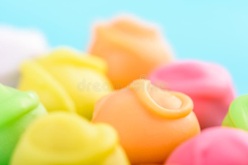 Fondant Candies on Turquoise Stock Photo - Image of confectionery ...