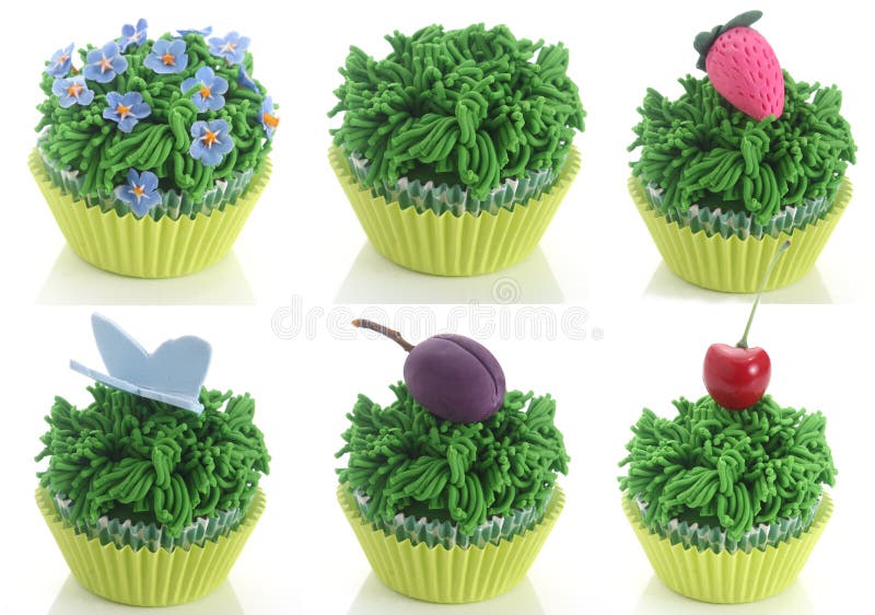 Fondant grass cupcakes stock photo. Image of green, dessert - 40748648