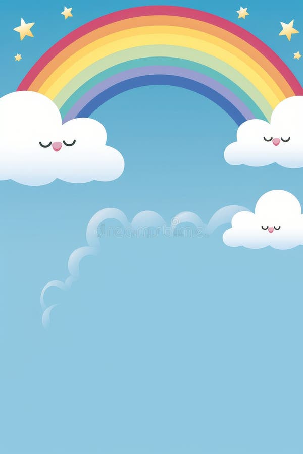 Fondo Arco Iris Con Nubes Y Estrellas Stock de ilustración ... Fondo Arco Iris Con Nubes Y Estrellas Stock de ilustración ...
