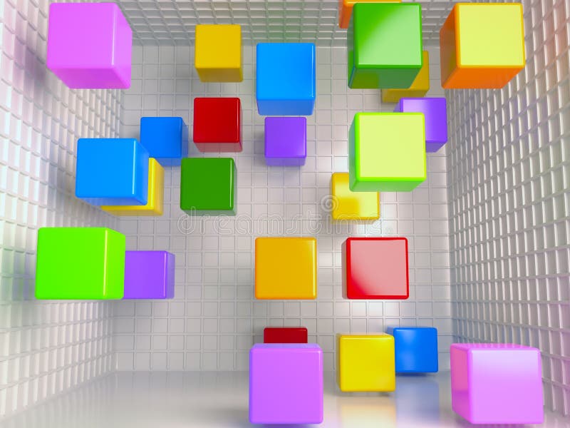 3D Che Rende Fondo Astratto Dei Cubi Colorati Multi Illustrazione di ...