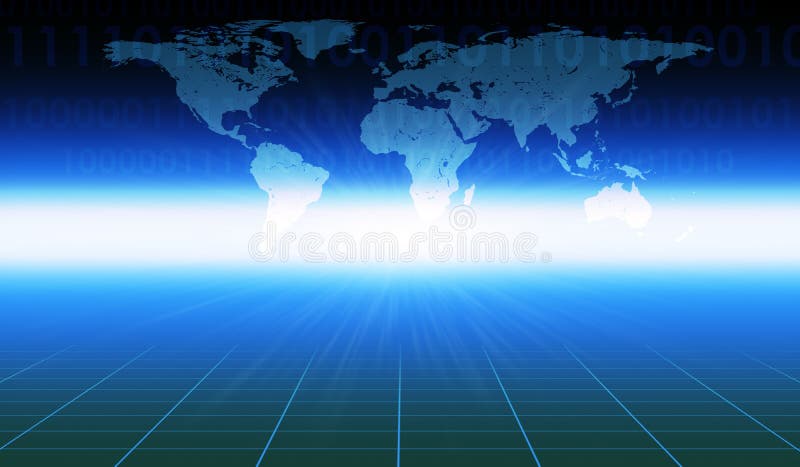 Fondo Azul Abstracto Con El Mapa Del Mundo Stock de ilustración ...