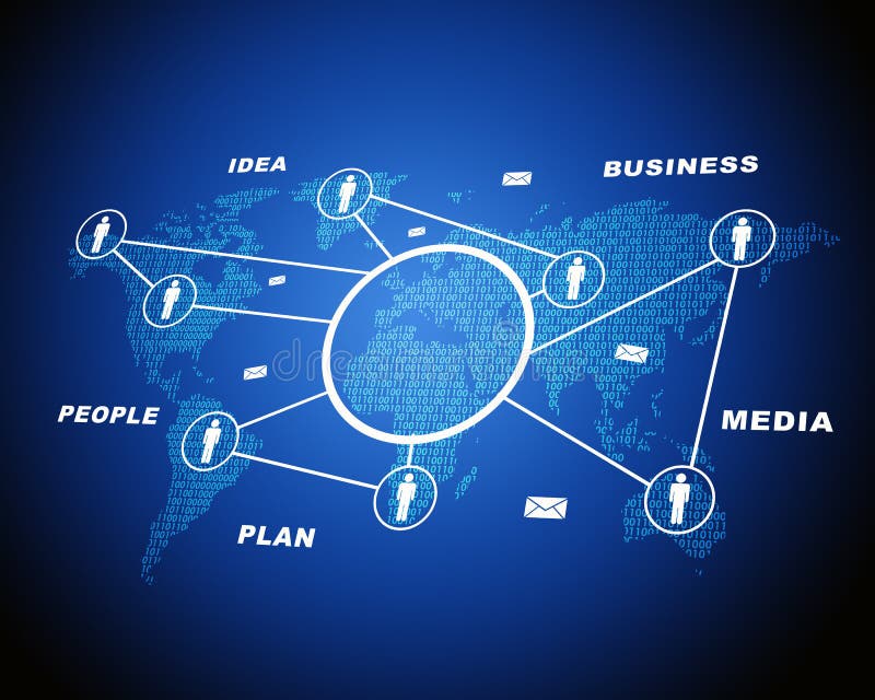 Fondo Azul Abstracto Con El Mapa Del Mundo Stock de ilustración ...