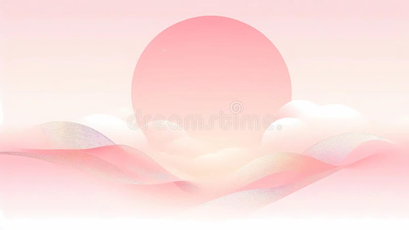 Fondo Azul Cielo Rosa Pastel Con Nubes Rosa Pastel Y Sol Stock de ...