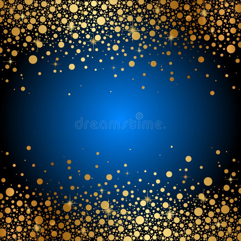 Fondo Azul Con Confeti Del Oro Ilustración del Vector - Ilustración de ...