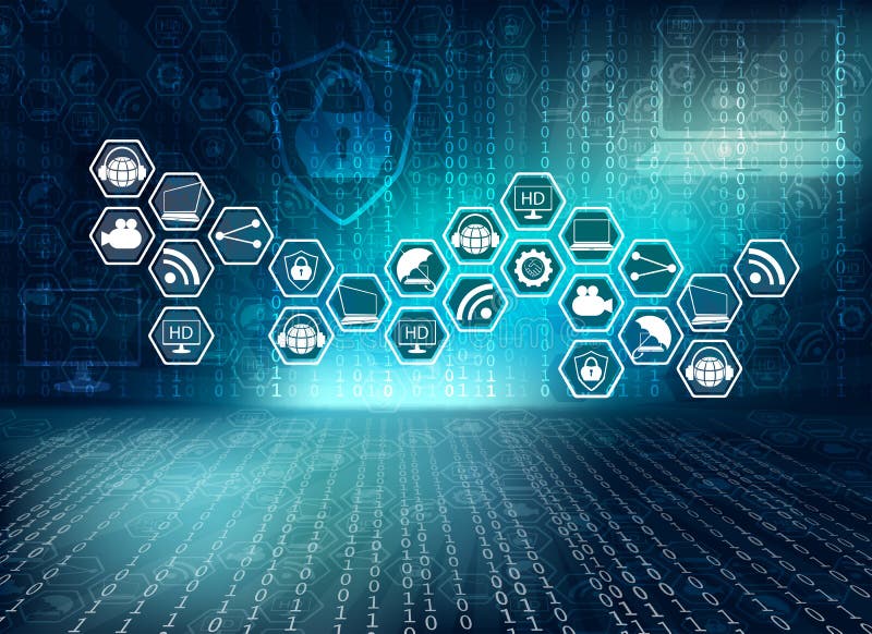 Fondo Azul Con Números Y Símbolos De Internet Ilustración del Vector ...