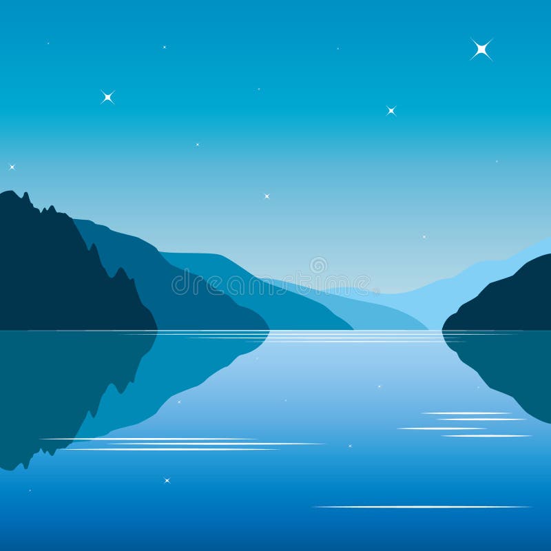 Fondo Azul De La Laguna Con Las Montañas Ilustración del Vector ...