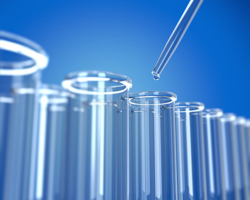 Provette Di Vetro Messe Con Liquidi Colorati, Tappo Di Gomma Nero Di ...