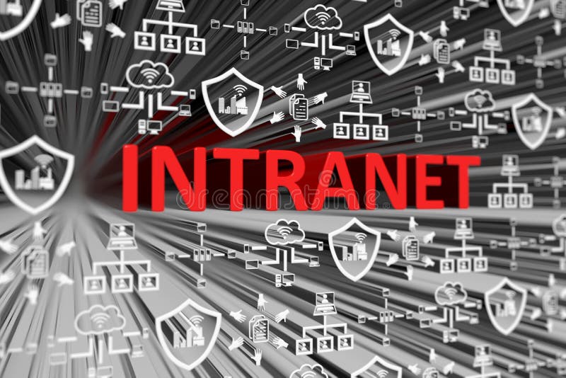 Intranet Concepto Con La Gente, Las Letras Y Los Iconos Ejemplo Plano ...