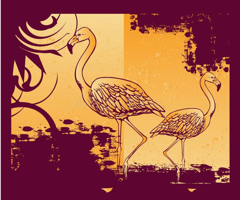 Flamenco en el lago ilustración del vector. Ilustración de plumas ...