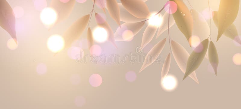 Fondo Con Follaje Verde, Ramas Y Bokeh, Fondo Vectorial Ilustración del ...