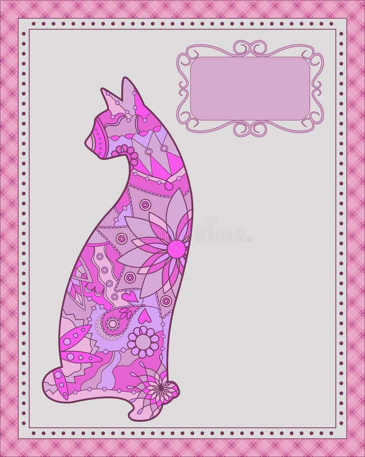 Fondo con il gatto rosa illustrazione vettoriale. Illustrazione di rosa ...